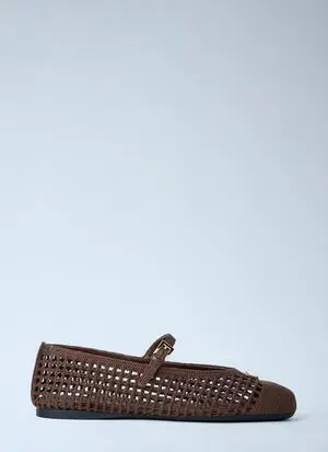 Prada Crochet Knit Ballerina Flats - Brown