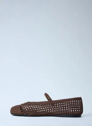 Prada Crochet Knit Ballerina Flats - Brown