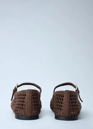 Prada Crochet Knit Ballerina Flats - Brown