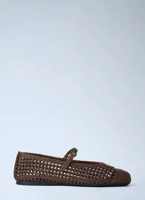Prada Crochet Knit Ballerina Flats - Brown