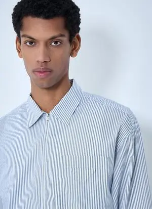 Prada Zip-front Stripe Shirt