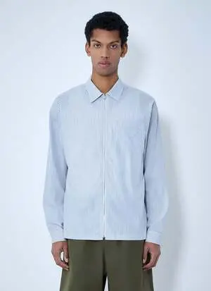 Prada Zip-front Stripe Shirt - Blue