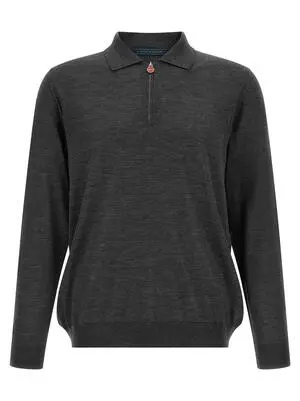Kiton Wool Polo Shirt 14 Microns - Gray