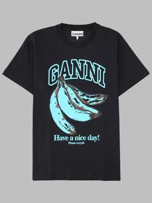 GANNI T-shirt Con Stampa Banana - Black