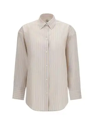 TOTEME Toteme Women Oversized Striped Shirt In Cotton Cream