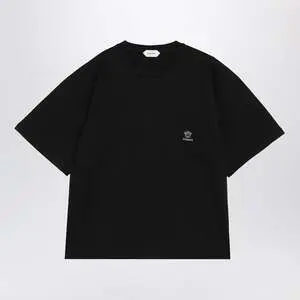Versace Cotton Jersey T-shirt With Medusa Embroidery - Black