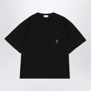 Versace Cotton Jersey T-shirt With Medusa Embroidery - Black