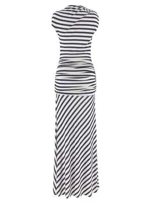 SELF-PORTRAIT Navy Stripe Jersey Maxi' Dress