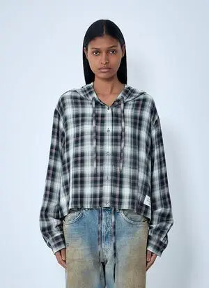 Acne Studios Hooded Check Shirt - Green