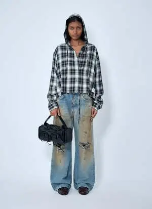 Acne Studios Hooded Check Shirt - Green