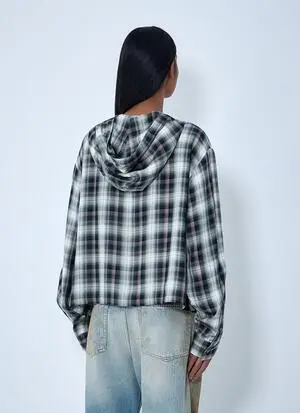 Acne Studios Hooded Check Shirt - Green