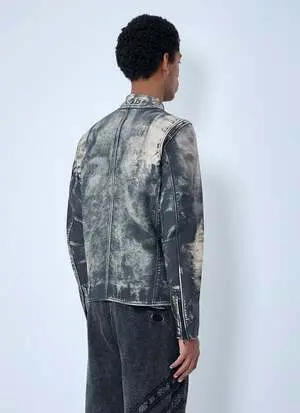 DIESEL® L-tad-print Distressed Leather Jacket - Gray