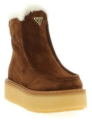 Prada Suede Ankle Boots - Brown