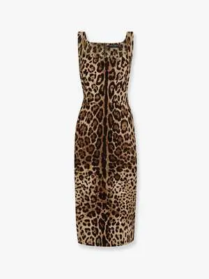 Dolce & Gabbana Midi Dress With Animal Print - Multicolor