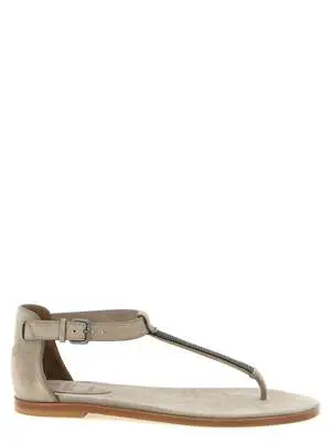 Brunello Cucinelli Precious Strap' Sandals - Cream