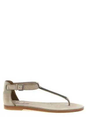 Brunello Cucinelli Precious Strap' Sandals - Cream