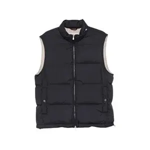 Brunello Cucinelli Quilted High Neck Vest - Blue
