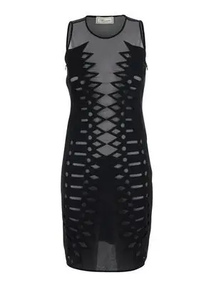 Blumarine Embroidered Tech Fabric Dress - Multicolor