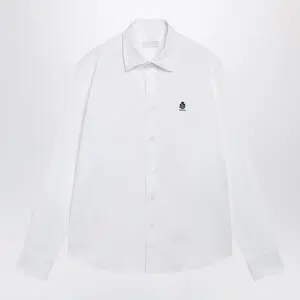 Prada Classic-fit Cotton Shirt With Embroidered Logo - White