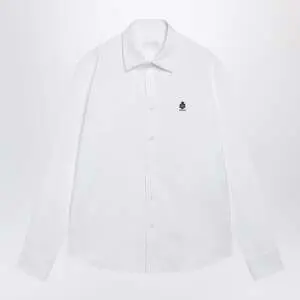 Prada Classic-fit Cotton Shirt With Embroidered Logo - White