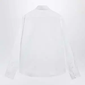 Prada Classic-fit Cotton Shirt With Embroidered Logo - White