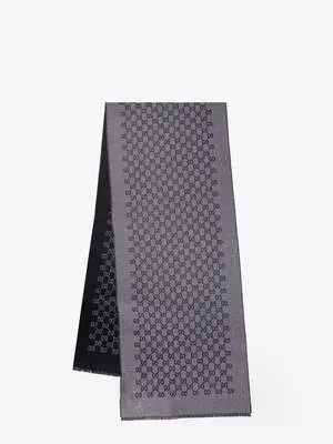 Gucci Double Wool Jacquard Scarf With Gg Motif - Multicolor