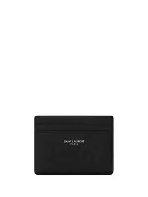Saint Laurent Grain De Poudre Leather Cardholder - Black
