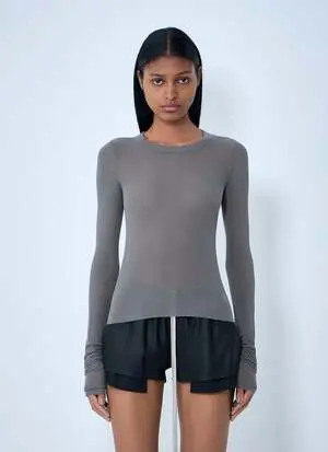 Rick Owens Ribbed Long Sleeve T-shirt - Gray