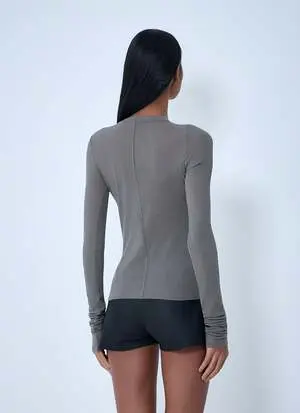 Rick Owens Ribbed Long Sleeve T-shirt - Gray