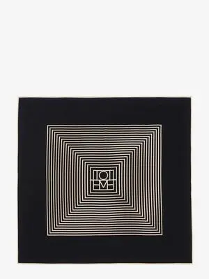 TOTEME Centered Monogram Silk Foulard - Black