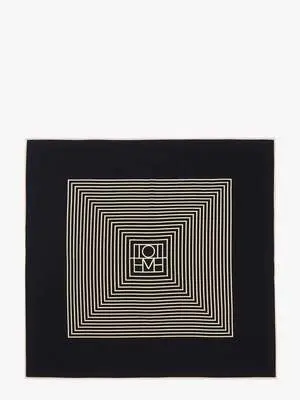 TOTEME Centered Monogram Silk Foulard - Black