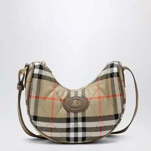 Burberry Horseshoe Quilted Nylon Crossbody Bag - Cream
