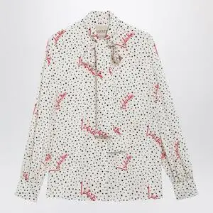 Valentino Garavani Vanilla Silk Shirt With Logo Print - Multicolor