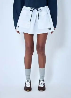 Miu Miu Drawstring Pocket Mini Skirt - White