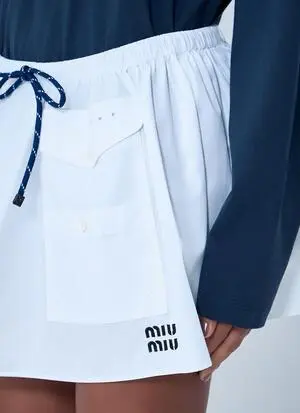 Miu Miu Drawstring Pocket Mini Skirt - White
