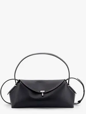 TOTEME T-lock Hammered Leather Shoulder Bag - Black