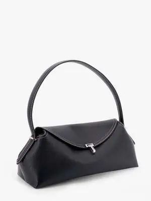 TOTEME T-lock Hammered Leather Shoulder Bag - Black