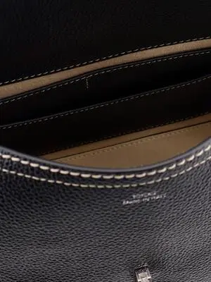 TOTEME T-lock Hammered Leather Shoulder Bag - Black