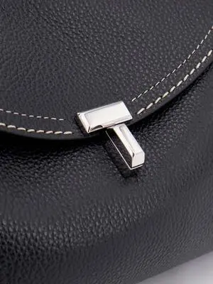 TOTEME T-lock Hammered Leather Shoulder Bag - Black