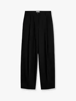 TOTEME Single Pleat Cotton Trousers - Black