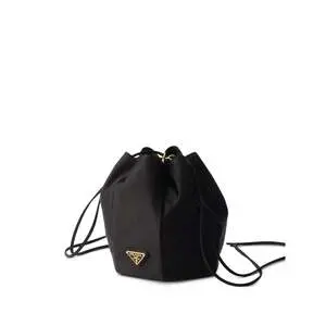 Prada Mini Satin Bucket Bag - Black