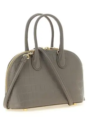 SELF-PORTRAIT Croc Leather Mini Toast Handbag - Gray