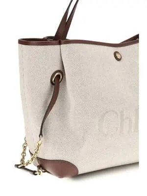Chloé Clover Tote Bag In Canvas - Cream