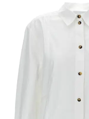 GANNI Lace-up Cotton Poplin Shirt - White