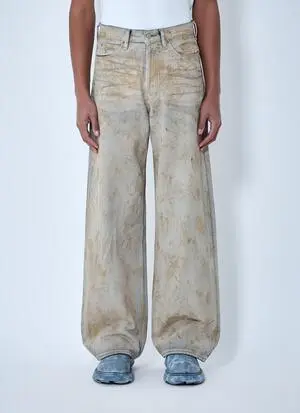 Acne Studios Wide-leg Distressed Pants - Cream