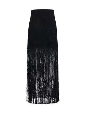 Alaïa Fringe Pencil Skirt - Black