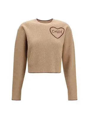Chloé Heart-logo Sweater - Cream