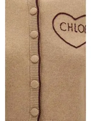Chloé Fitted Logo Cardigan - Cream