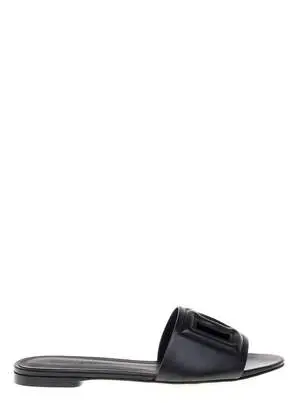 Dolce & Gabbana Leather Cut-out Slip-on Sandals - Black