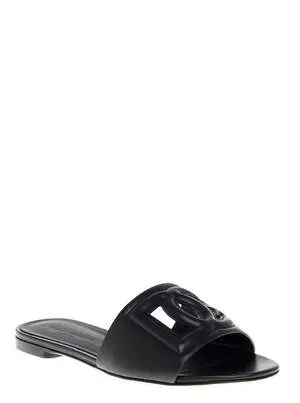 Dolce & Gabbana Leather Cut-out Slip-on Sandals